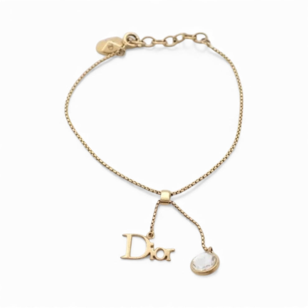 Dior Gold-Tone Bracelet with Crystal Charm – Previously Hers